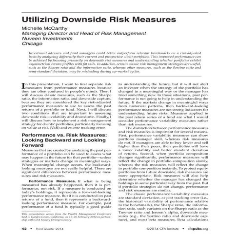 CFA Institute Downside Risk | PDF