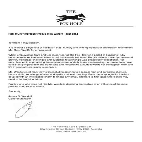 Ruby Woolfe reference | PDF | Business and Finance