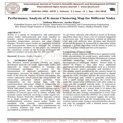 Performance Analysis of K-mean Clustering Map for Different Nodes | PDF