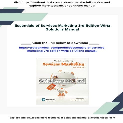 Essentials of Services Marketing 3rd Edition Wirtz Solutions Manual | PDF