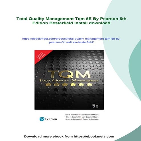 Total Quality Management Tqm 5E By Pearson 5th Edition Besterfield | PDF