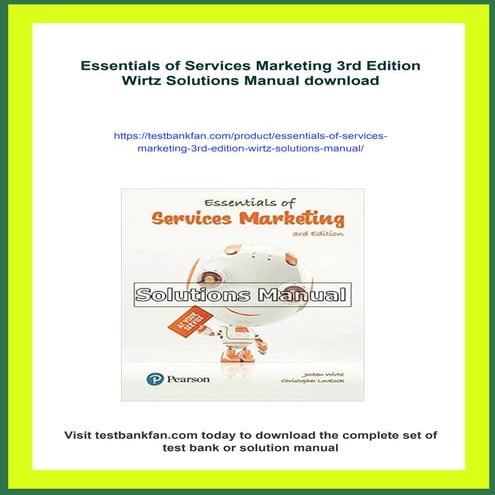 Essentials of Services Marketing 3rd Edition Wirtz Solutions Manual | PDF