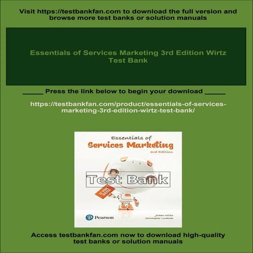 Essentials of Services Marketing 3rd Edition Wirtz Test Bank | PDF