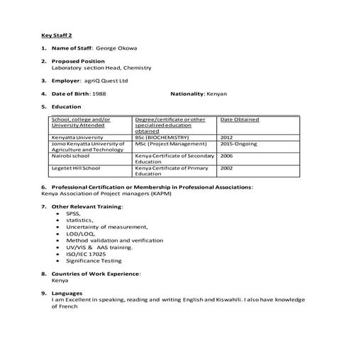 OKOWA GEORGE AGRIQ-QUEST PROFILE | PDF