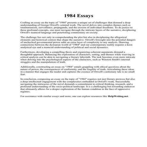 1984 Totalitarianism Essay | PDF