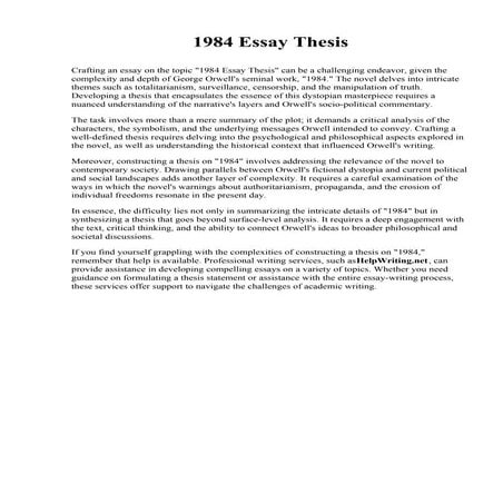1984 Essay Thesis. East Stroudsburg University | PDF