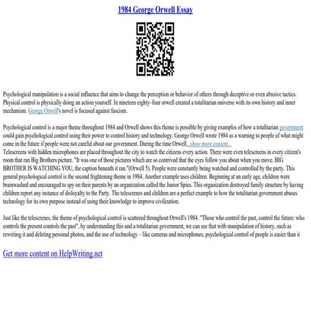 1984 George Orwell Essay | PPT