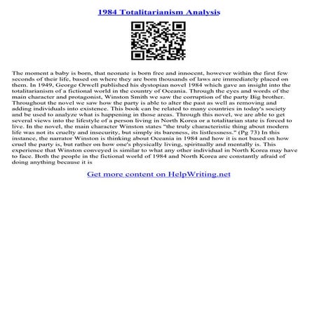 1984 Totalitarianism Essay | PDF