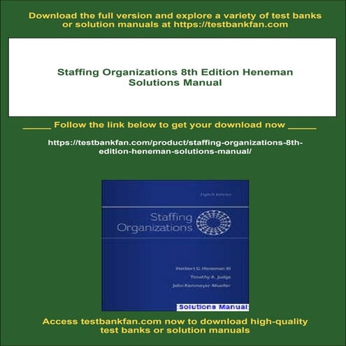 Staffing Organizations 8th Edition Heneman Solutions Manual | PDF