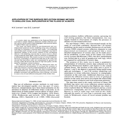 Surface Reflection Seismic Method Coal Mines Field Pdf
