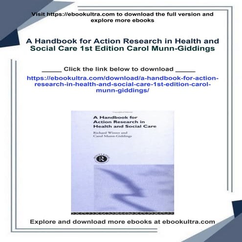 A Handbook for Action Research in Health and Social Care 1st Edition Carol Munn-Giddings | PDF