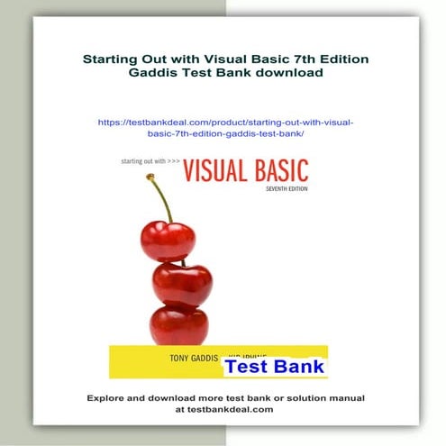 Starting Out with Visual Basic 7th Edition Gaddis Test Bank | PDF