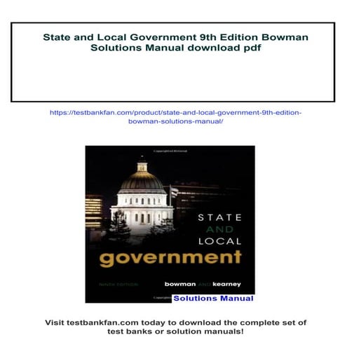 State and Local Government 9th Edition Bowman Solutions Manual | PDF