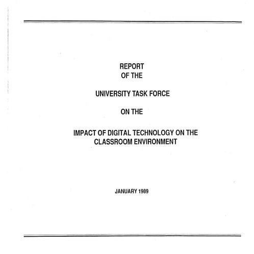 VT 1989 University Task Force Report on Digital Learning Technologies | PDF