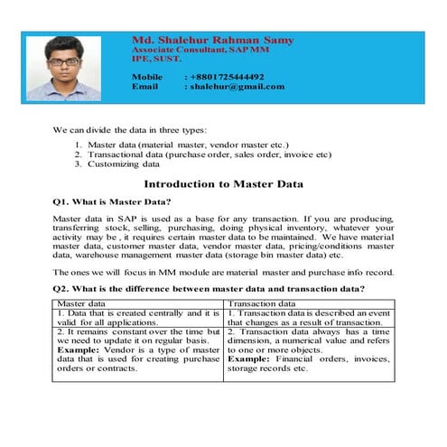 Master data | DOCX | Technology & Computing