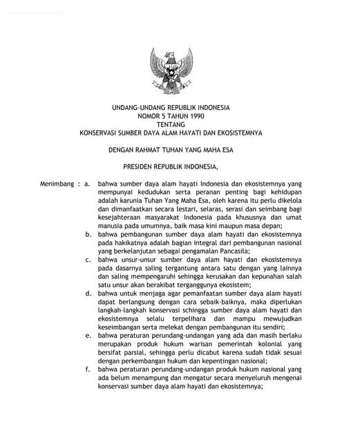 UU 32/2024 Perubahan UU 5/1990 tentang KONSERVASI SDAHE | PDF