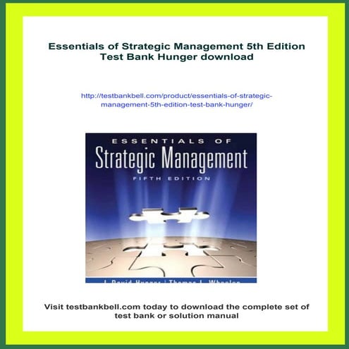 Essentials of Strategic Management 5th Edition Test Bank Hunger | PDF