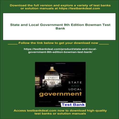 State and Local Government 9th Edition Bowman Test Bank | PDF
