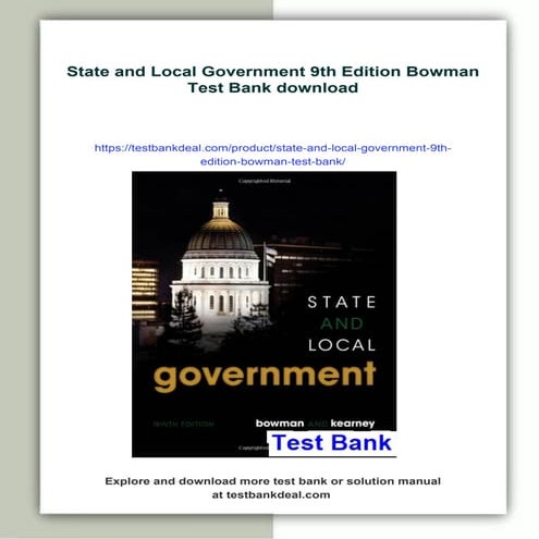 State and Local Government 9th Edition Bowman Test Bank | PDF