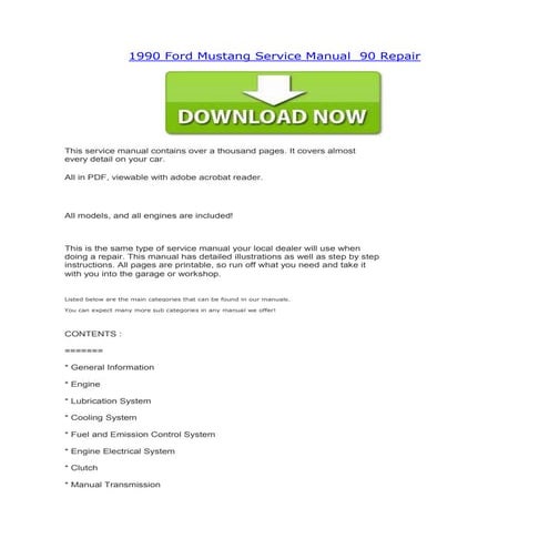 1990 ford mustang service manual | DOCX