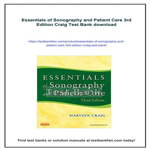 Essentials of Sonography and Patient Care 3rd Edition Craig Test Bank | PDF