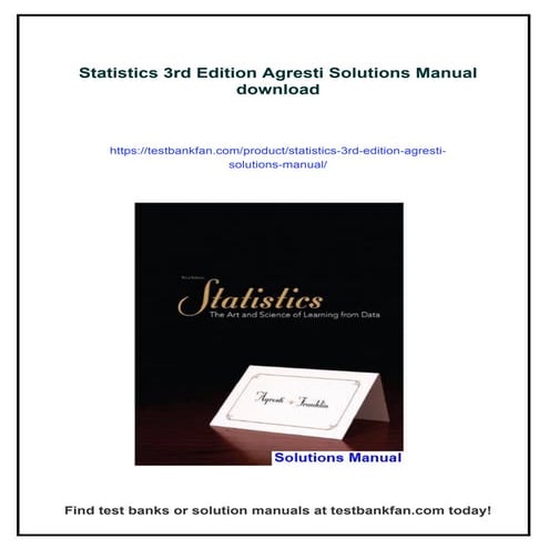 Statistics 3rd Edition Agresti Solutions Manual | PDF
