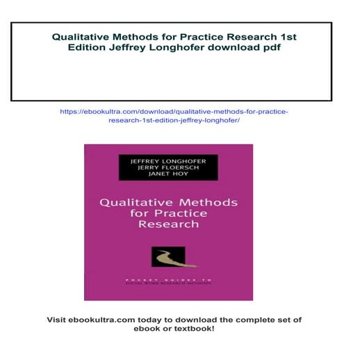 Qualitative Methods for Practice Research 1st Edition Jeffrey Longhofer ...