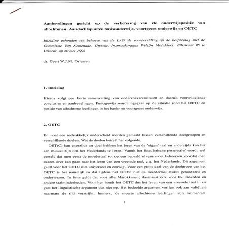 Geert Driessen (1992) LAO Aanbevelingen gericht op de verbetering van ...