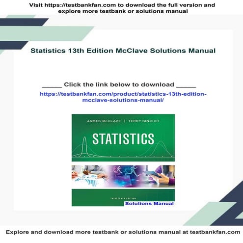 Statistics 13th Edition McClave Solutions Manual | PDF