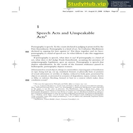 1993 Speech Acts And Unspeakable Acts | PDF