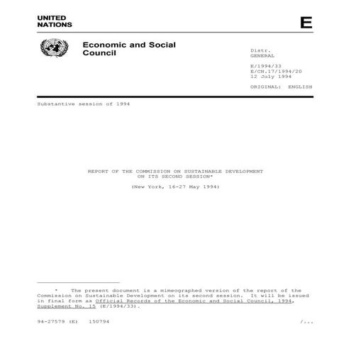 1994 2nd Report - Commission on Sustainable Development (CSD) | PDF