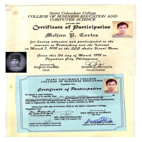 1996-1998 Certificate SCC Internet and Feasibility | PDF