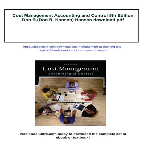Cost Management Accounting and Control 5th Edition Don R.(Don R. Hansen ...