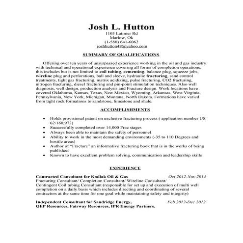 Josh Hutton's CV | DOC