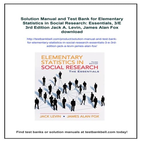 Solution Manual And Test Bank For Elementary Statistics In Social Research Essentials 3 E 3rd