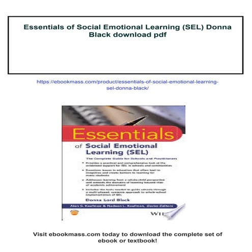Essentials of Social Emotional Learning (SEL) Donna Black | PDF