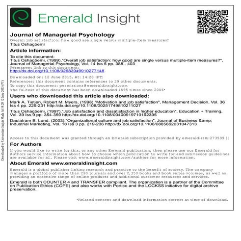 1999 overall job satisfaction | PDF