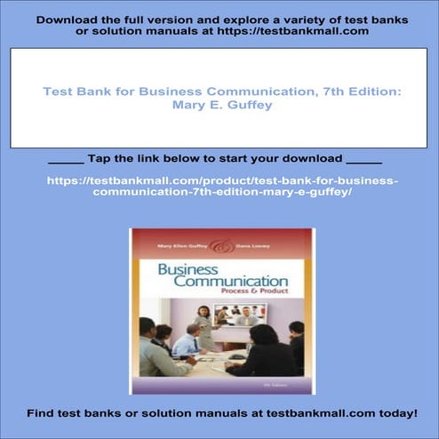 Test Bank for Business Communication, 7th Edition: Mary E. Guffey | PDF