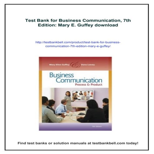 Test Bank for Business Communication, 7th Edition: Mary E. Guffey | PDF
