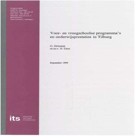Geert Driessen (1999) Voor- en vroegschoolse programma's en ...