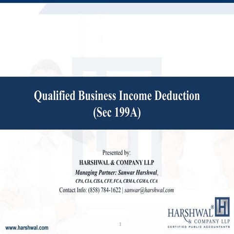 Qualified Business Income Deduction (Sec 199A) - HCLLP | PPTX