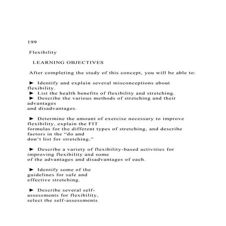 199 Flexibility LEARNING OBJECTIVES After comp.docx | Physical Therapy | Wellness