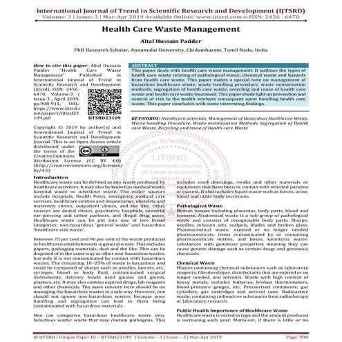 Health Care Waste Management | PDF