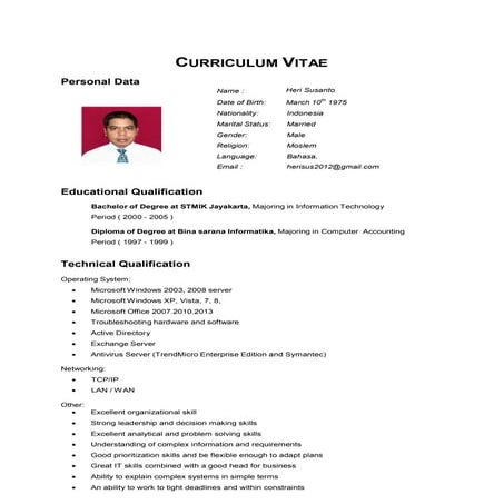 CV Heri Susanto | PDF | IT and Internet Support | Internet