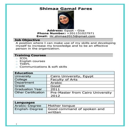 cv shimaa + pic | PDF