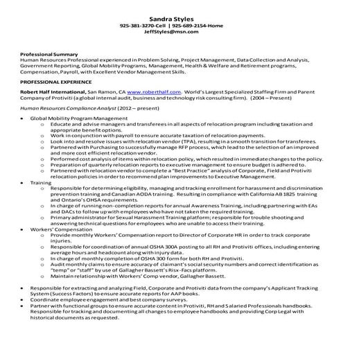 Sandra Styles - Resume 1 | PDF
