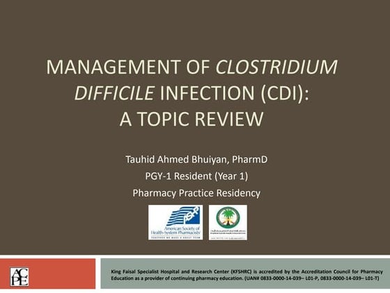 Clostridium difficile powerpoint presentation | PPTX