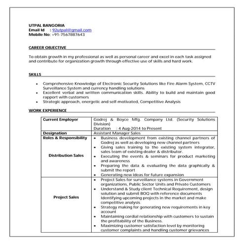 Utpal_Resume | PDF | Sales | Business