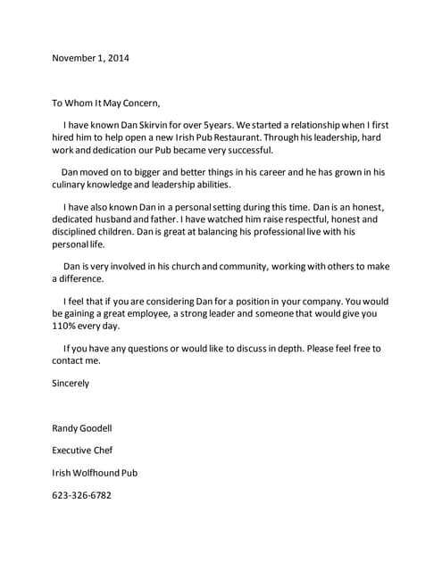 Letter of Recommendation from Joe | PDF