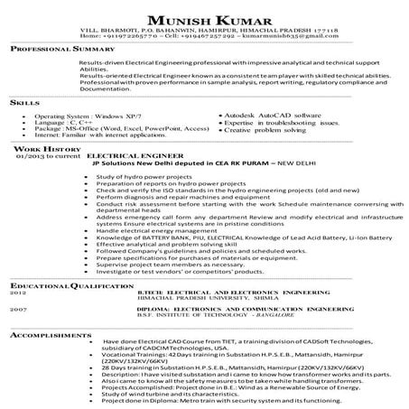 MUNISH CV - Copy | DOCX | Civil Engineering Industry | Industries